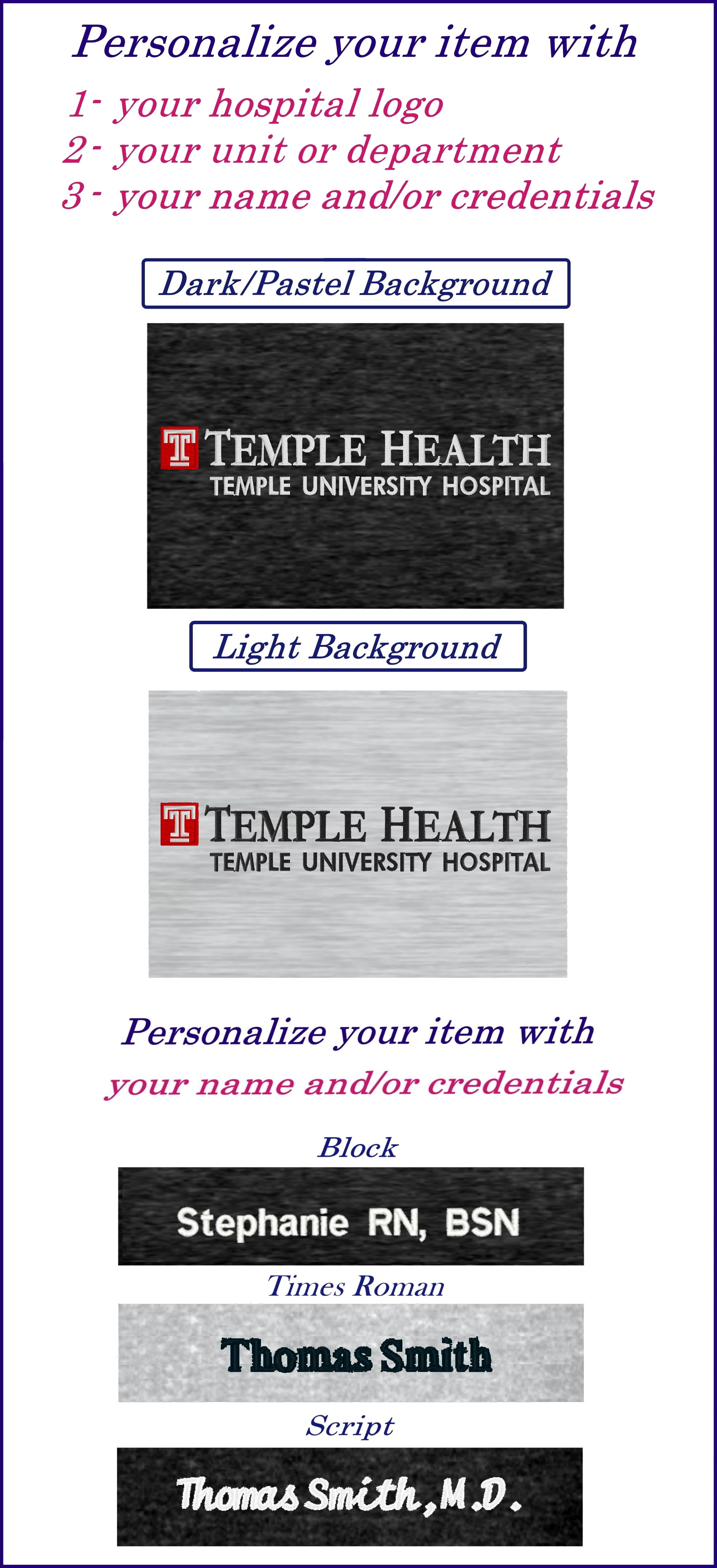 Temple University Hospital Logo Apparel