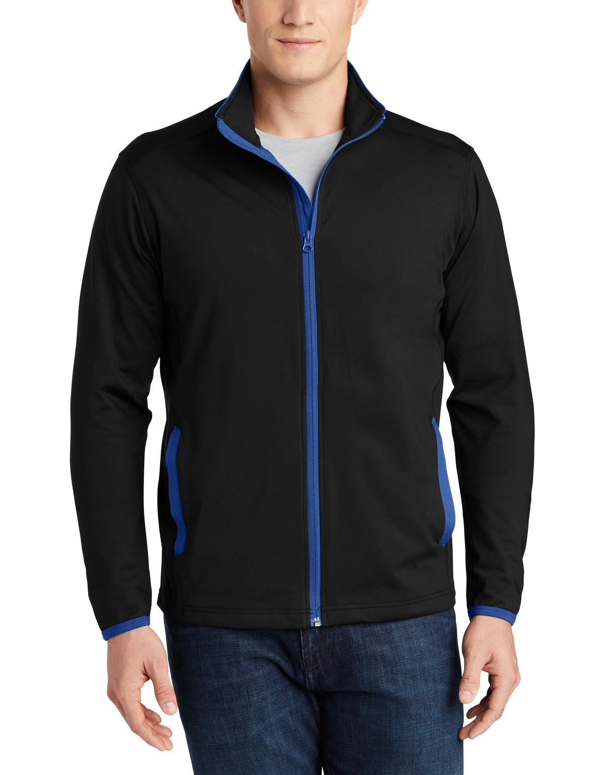 SanMar Men's Sport-Tek Sport-Wick Stretch Contrast Full-Zip Jacket #ST853