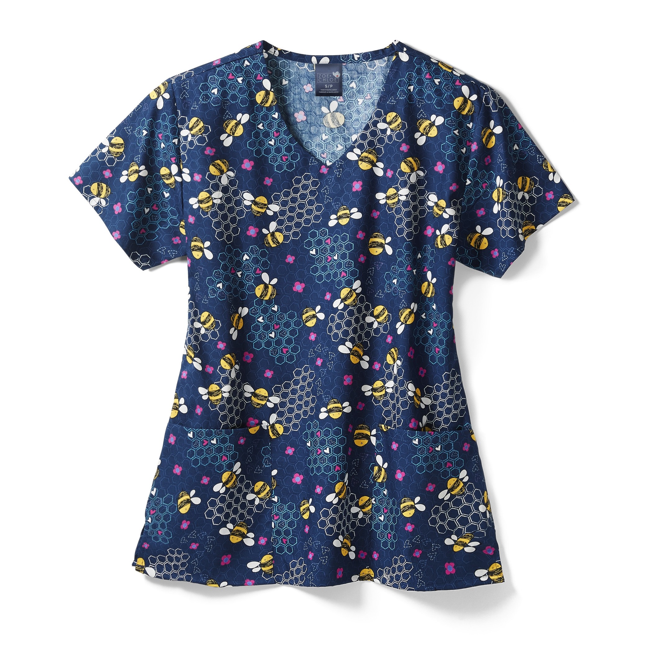 Zoe & Chloe Women's V-Neck Print Scrub Top #Z12202